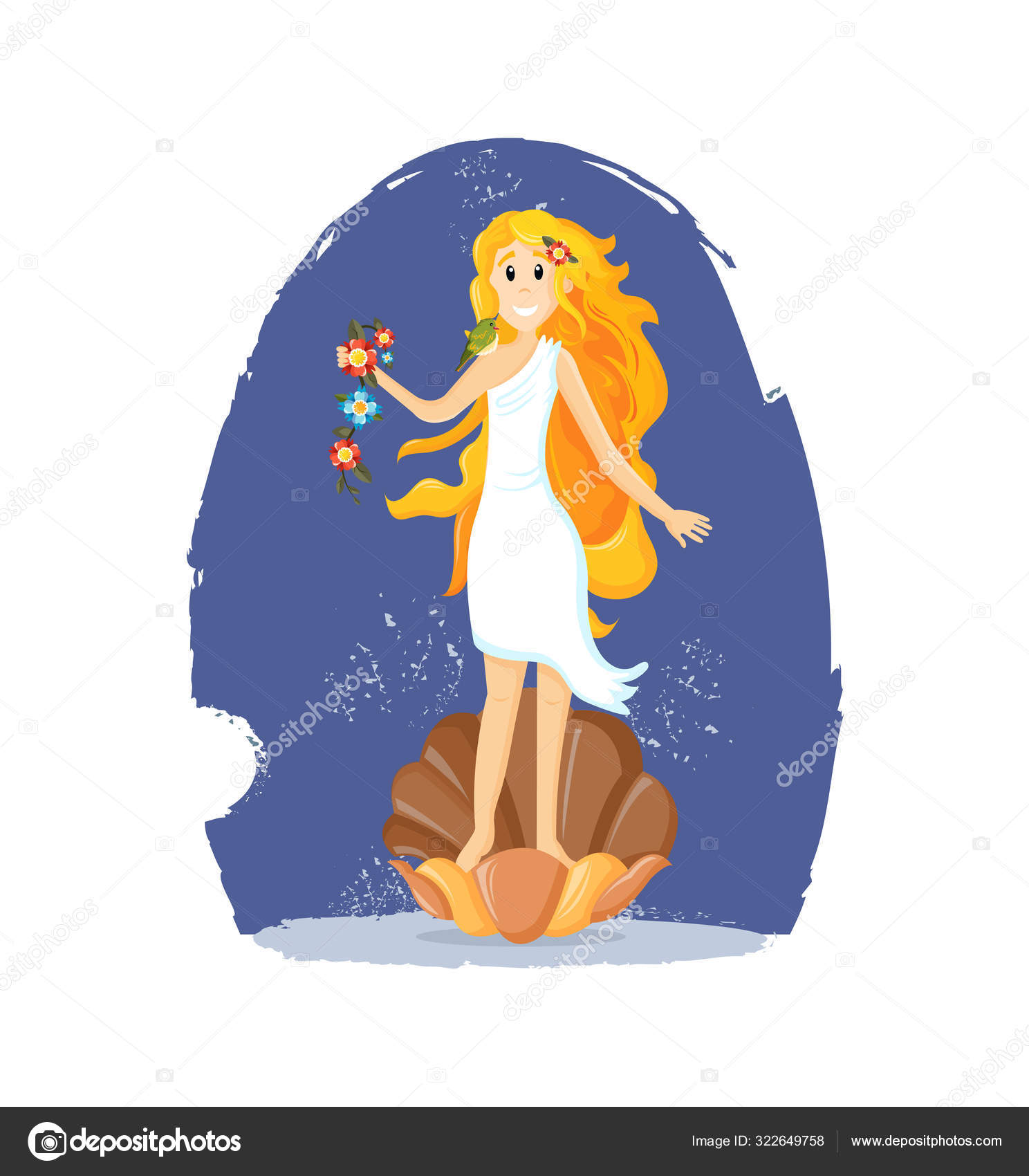 Antiga deusa mitológica grega Afrodite vector cartoon ilustração Vetor ...