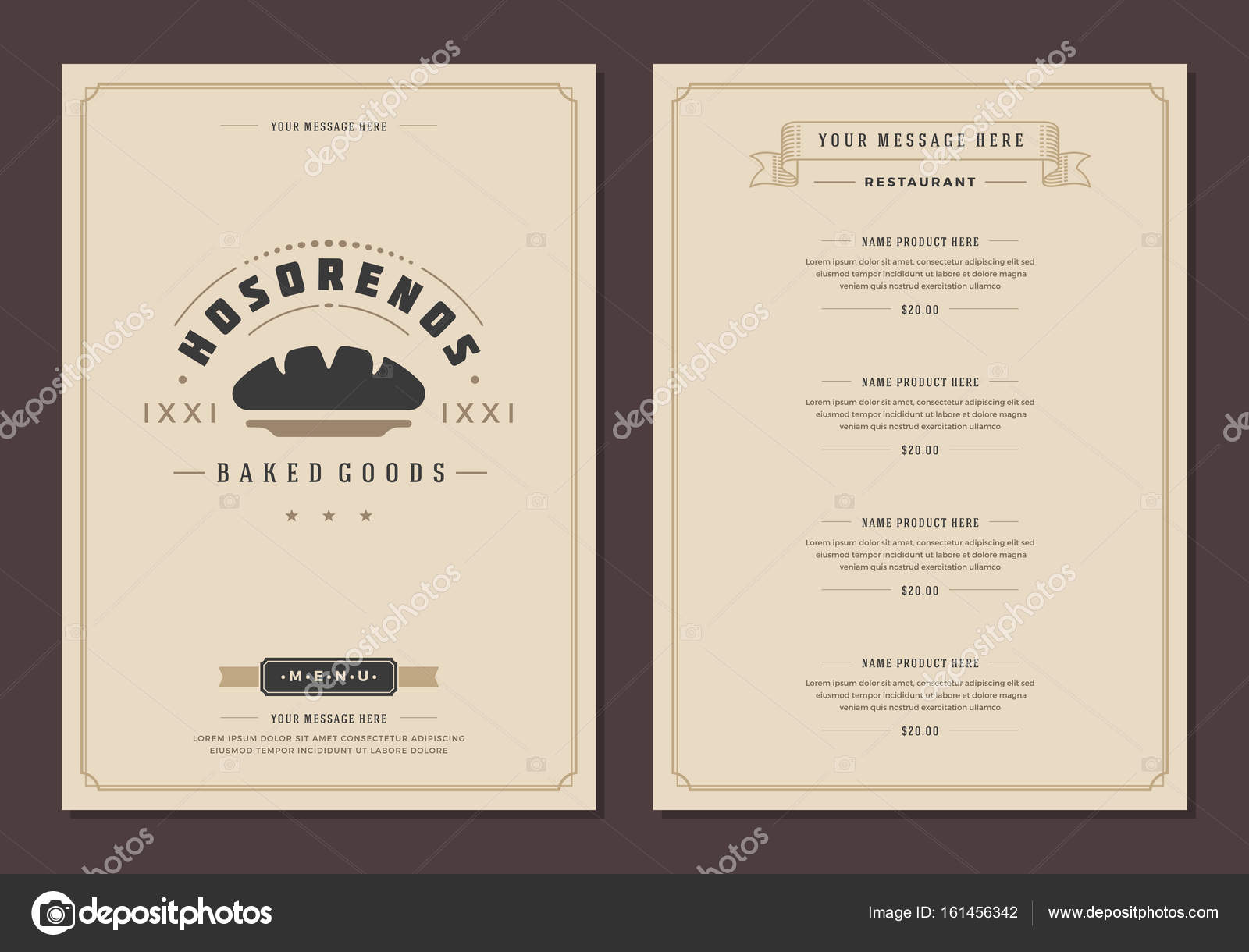Restaurant logo and menu design vector brochure template. Stock Vector ...