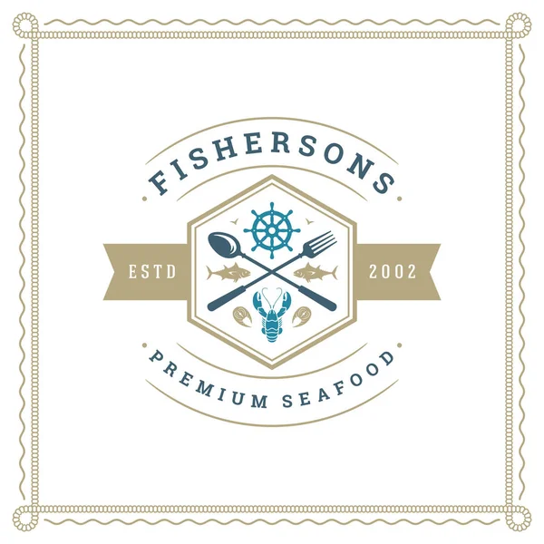 Mariscos Restaurante Logo Vector Ilustración Emblema Del Mercado ...