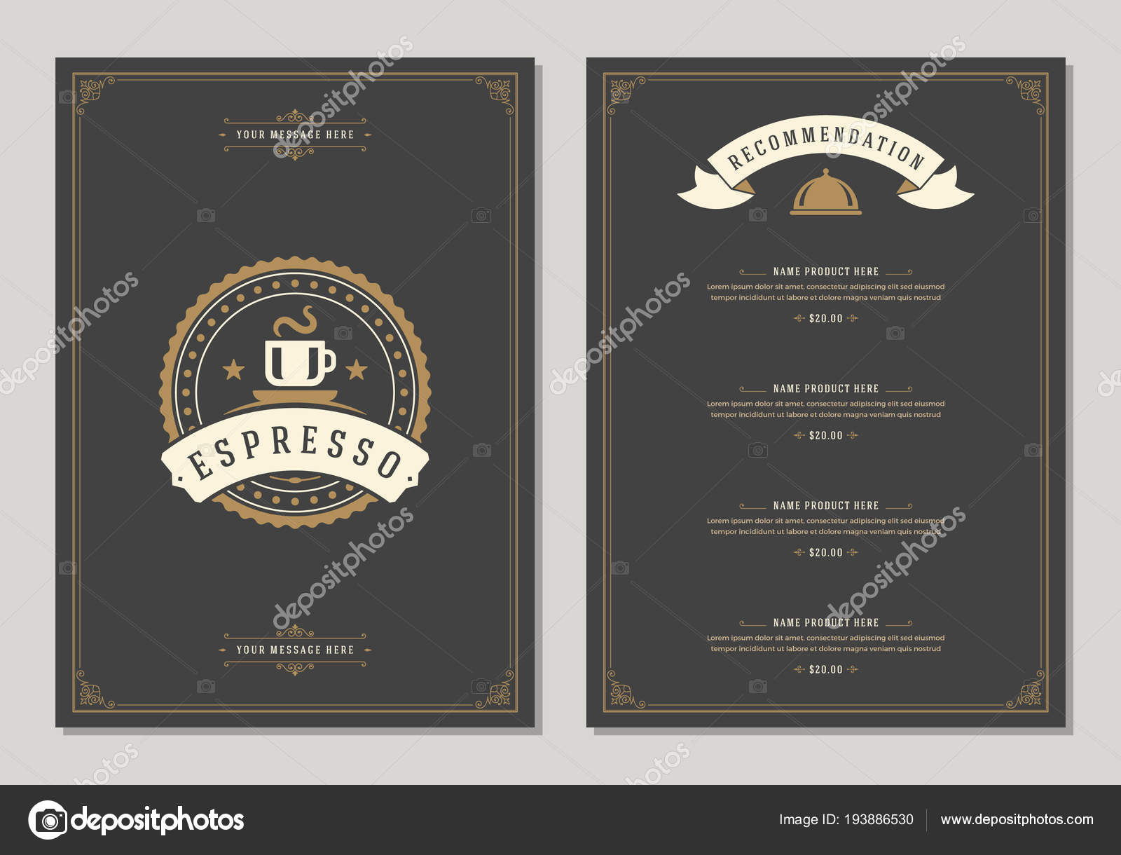 Coffee Shop Logo Menu Design Vector Brochure Template Coffee Cup Stock ...