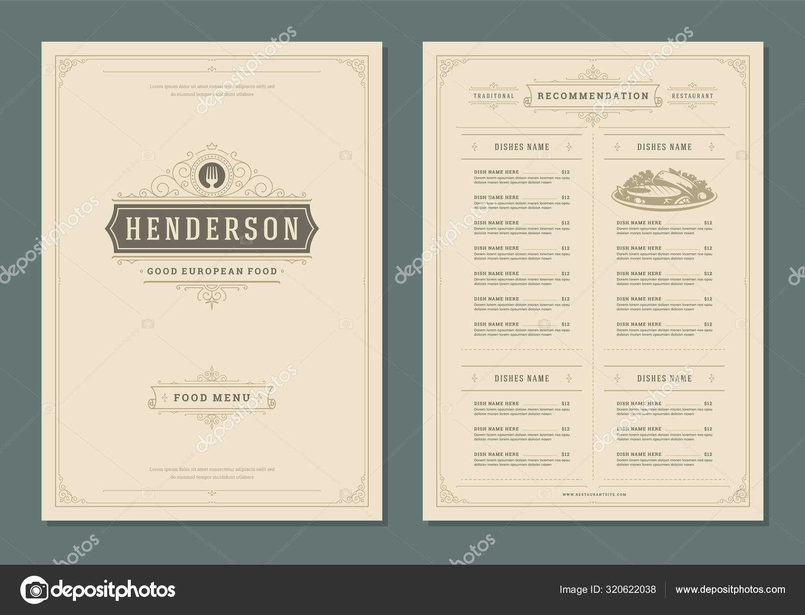 Restaurant menu design and label vector brochure template. Stock Vector ...