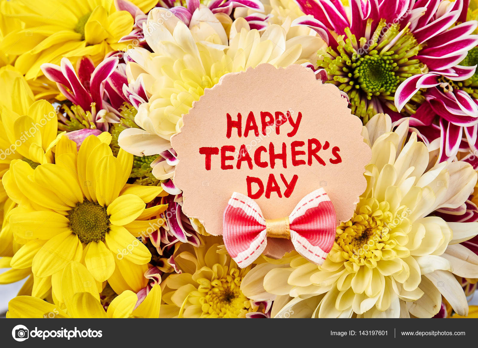 Flowers and Teachers Day Card. Congratulation with Knowledge Day ...
