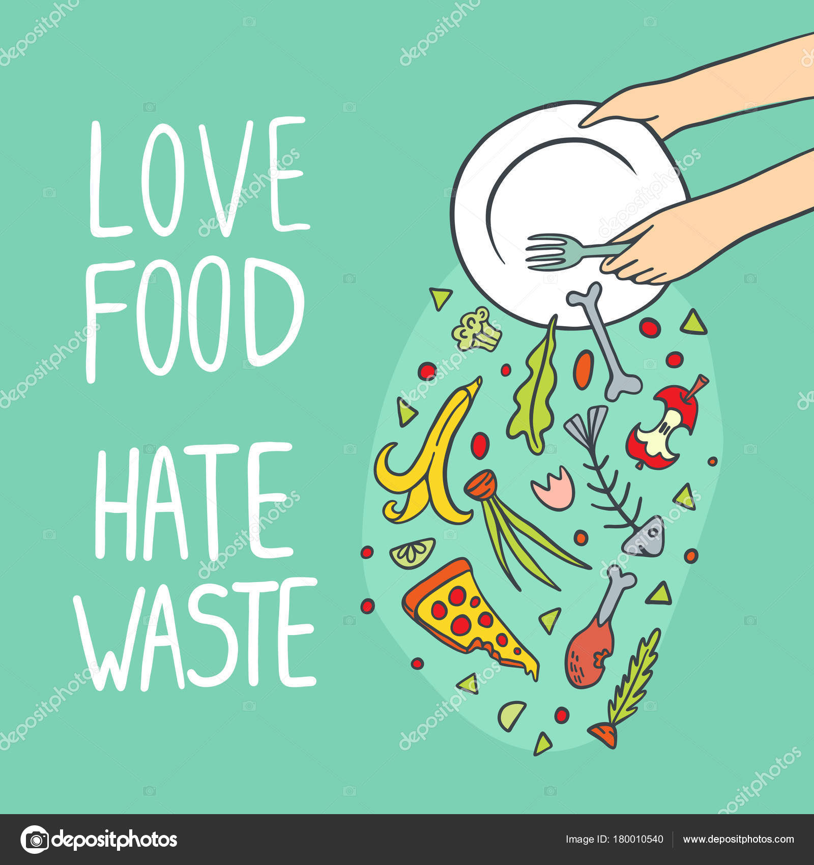 Stop Wasting Food Illustration — Stock Vector © Apolinarias #180010540 Stop Wasting Food Illustration — Stock Vector © Apolinarias #180010540