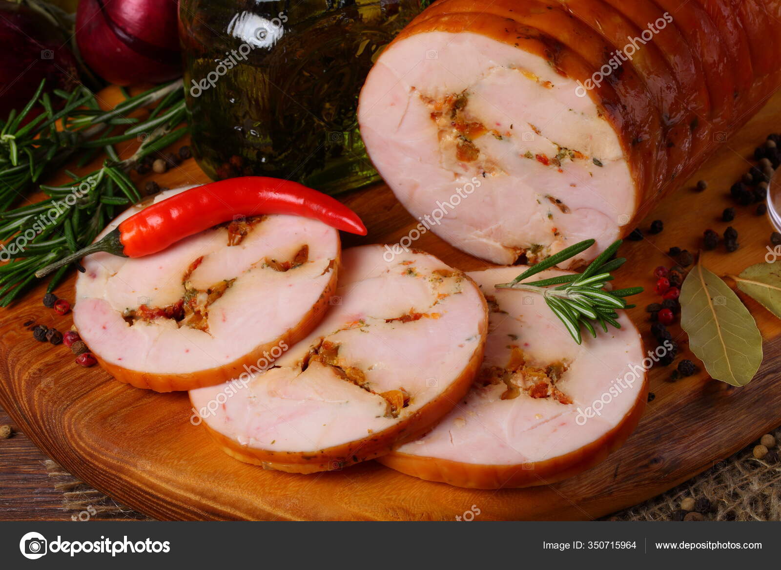 Chicken Roll Paprika Chicken Meat Roll — Stock Photo © DmZo #350715964