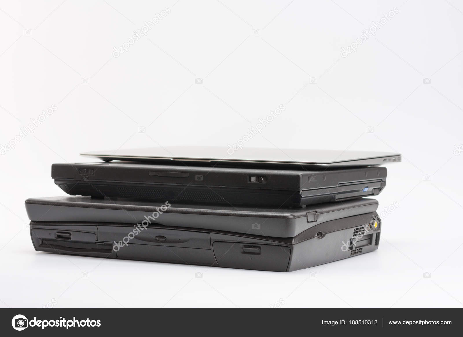 Comparing of laptops, new modern and old laptops, present and pa ...