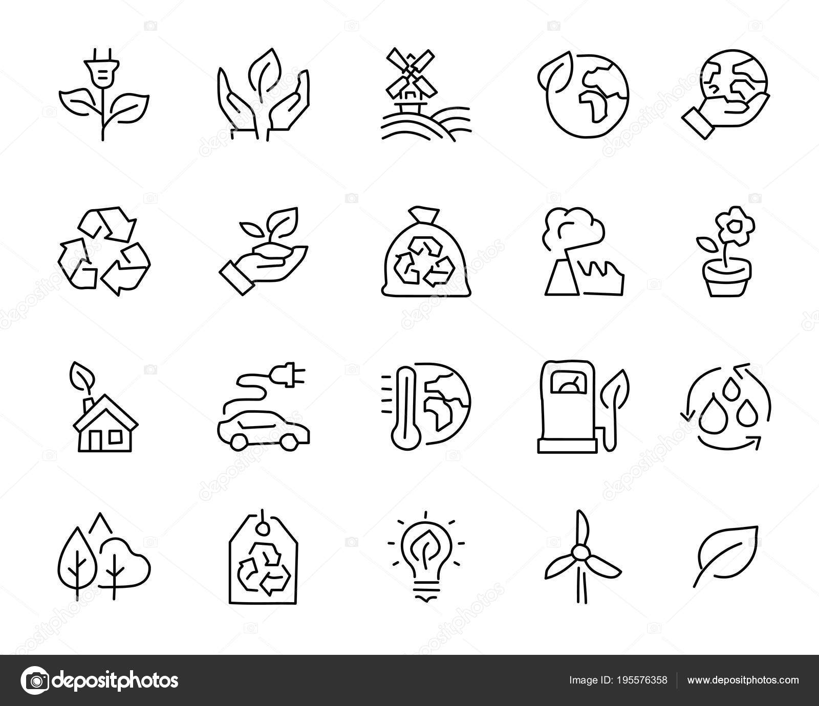 Green environment hand drawn icon design illustration, line style icon ...