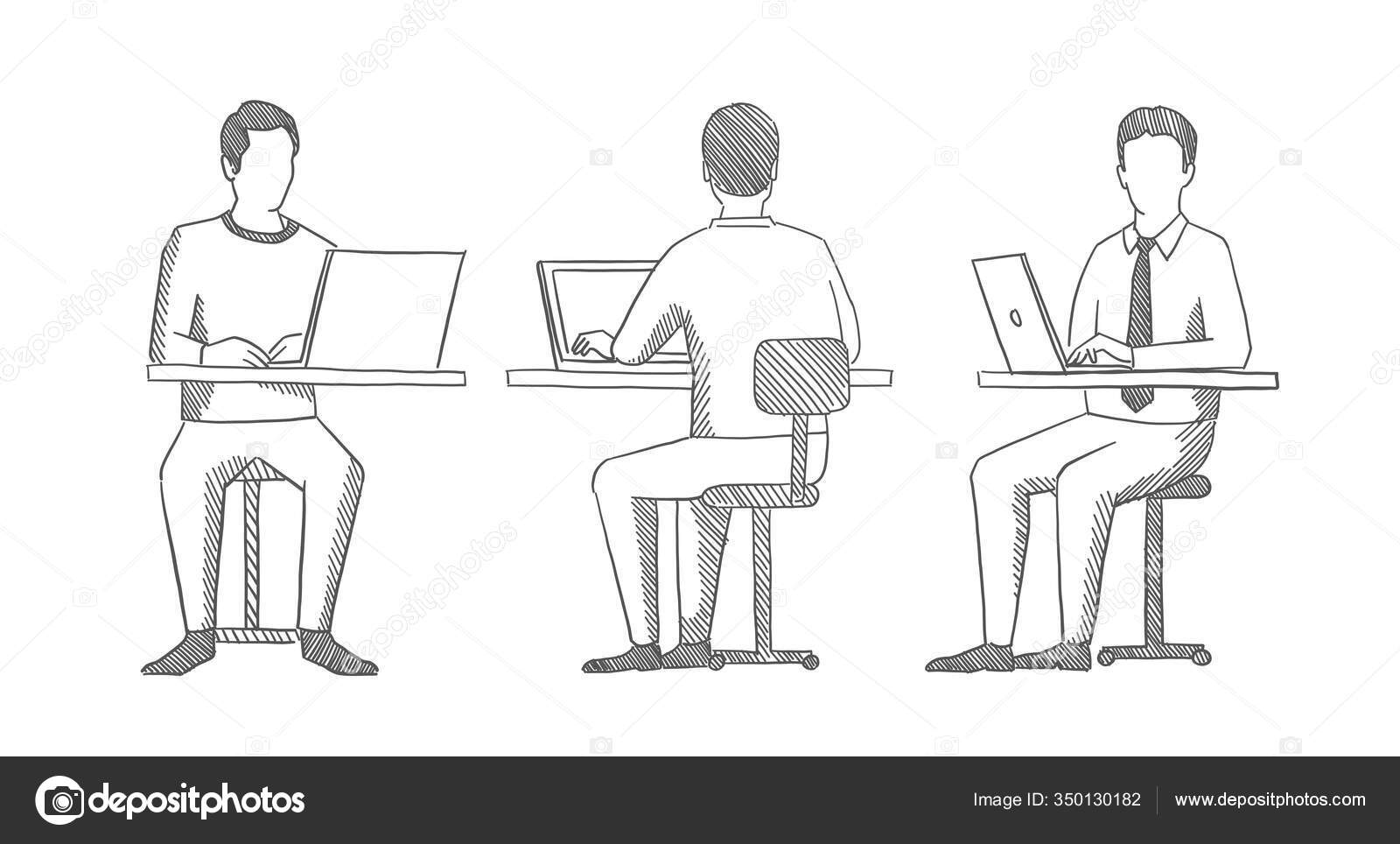 Person Sitting Back View Drawing