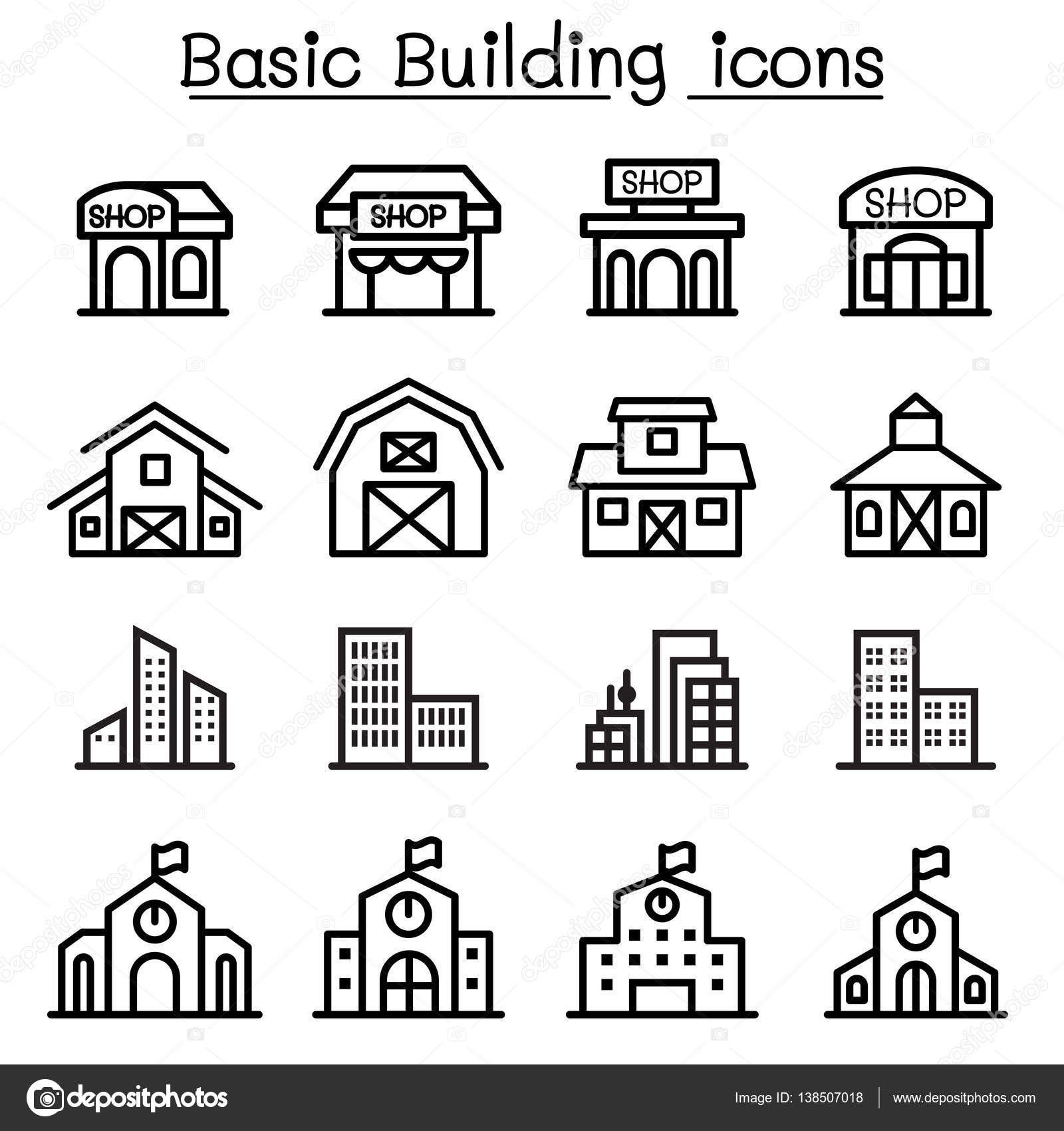 Basic Building icon set vector illustration graphic design — Stock ...