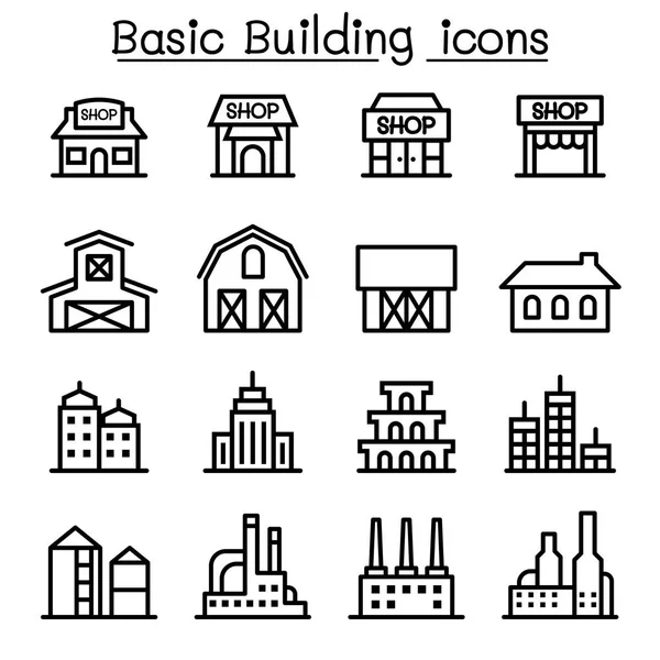 Building icon set in thin line style Stock Vector Image by ©slalomop ...