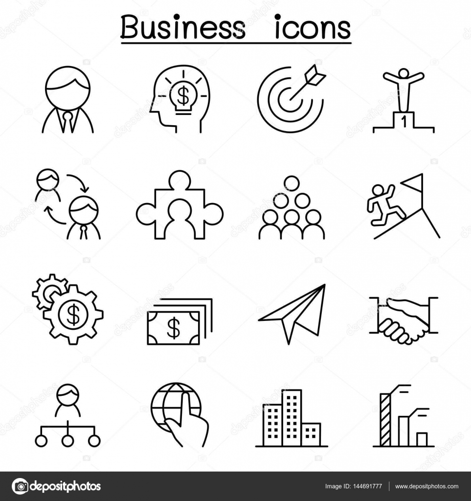 Business icon set in thin line style Stock Vector Image by ©slalomop ...
