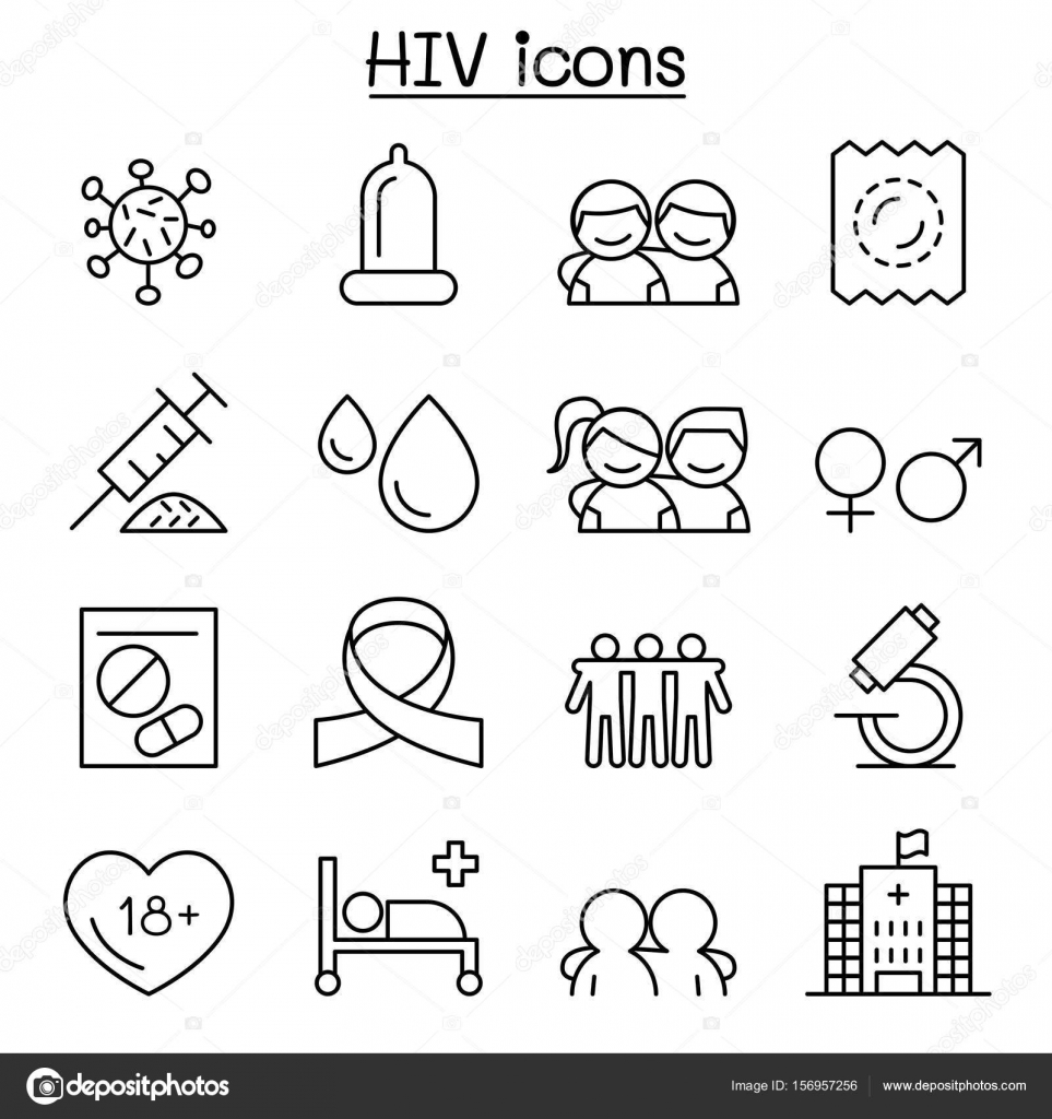 AIDS ,HIV icon set in thin line style vector illustration graphic design Stock Vector Image by ...