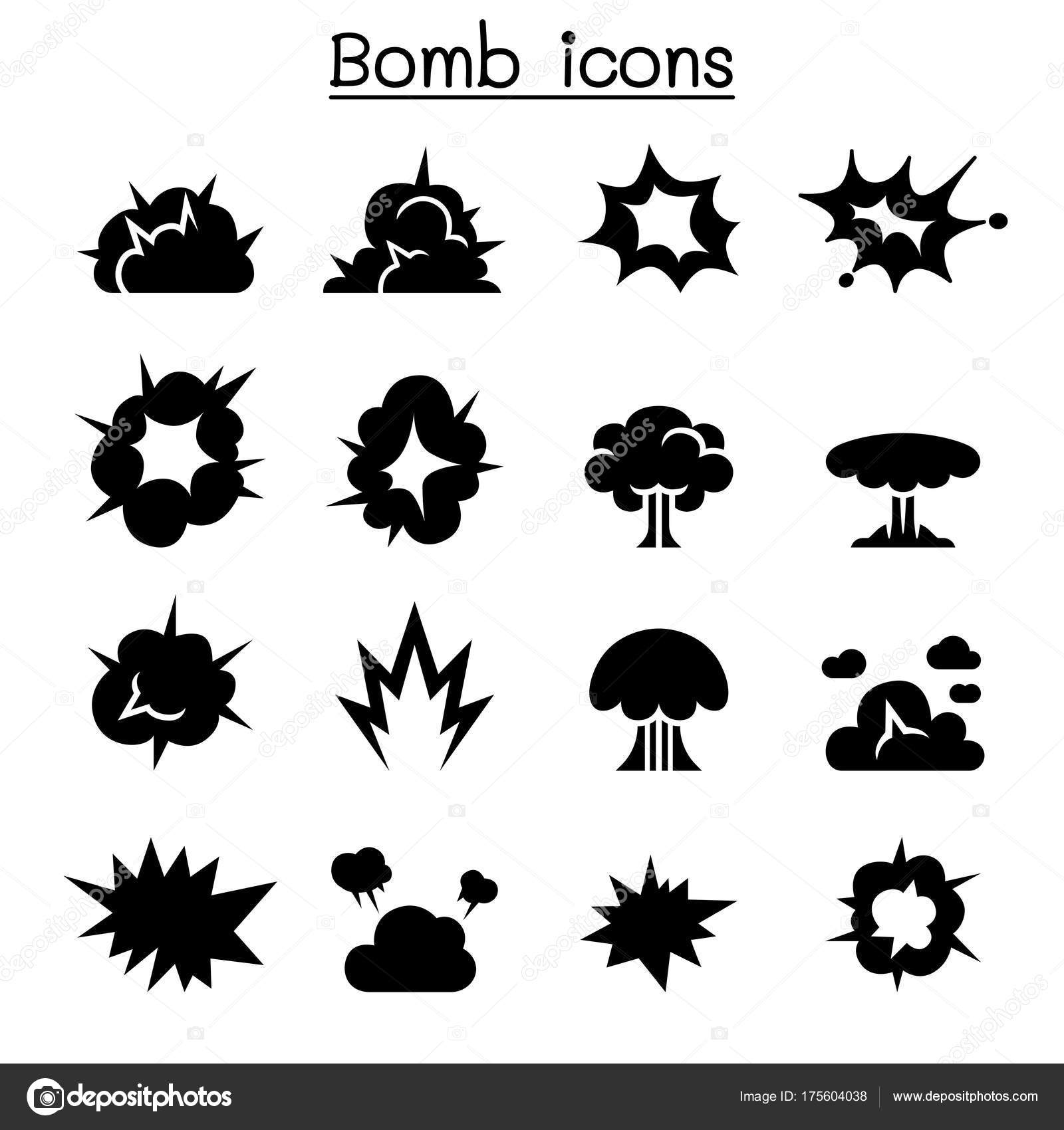 Bomba & Explosión icono conjunto vector ilustración diseño gráfico ...