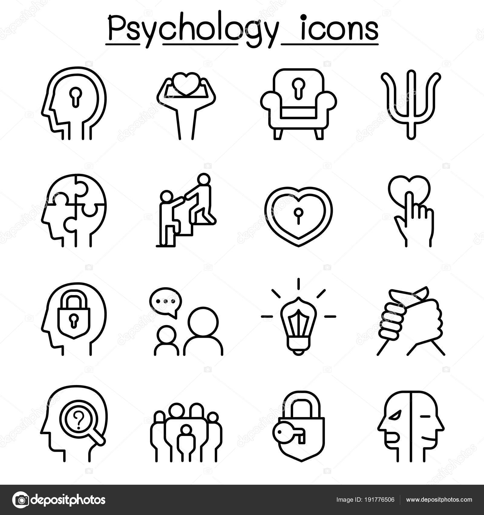 Psychology icon set in thin line style Stock Vector Image by ©slalomop ...