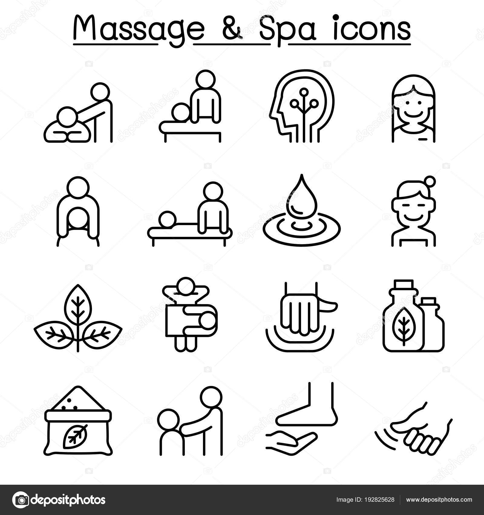 Massage & Spa icon set in thin line style Stock Vector by ©slalomop 192825628