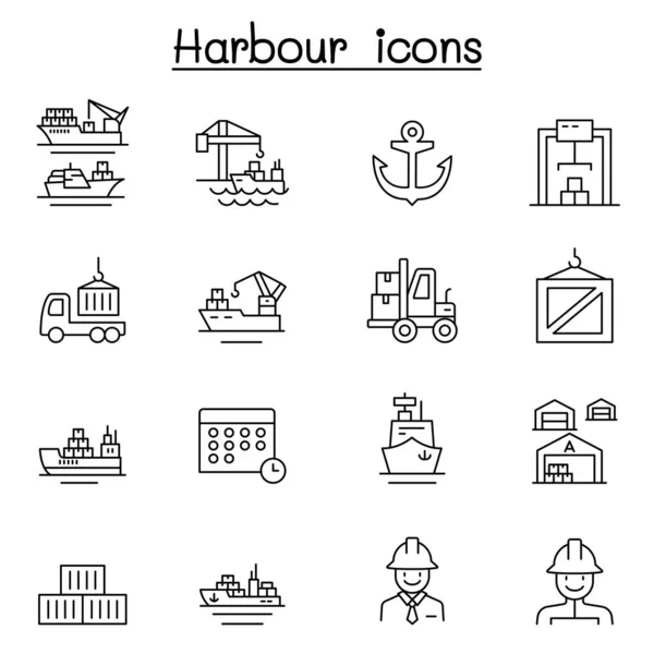 Marine port transport icons set, outline style Stock Vector Image by ...