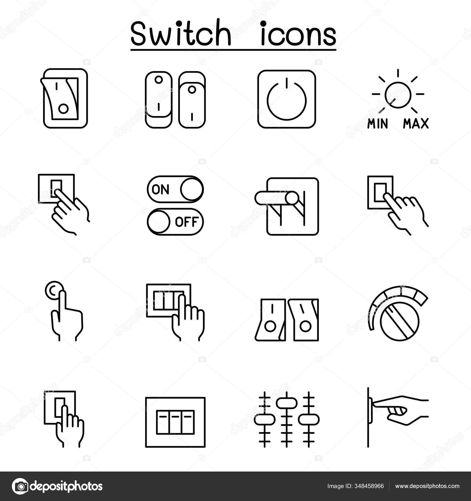 Switch Icon Set Thin Line Style Stock Vector by ©slalomop 348458966