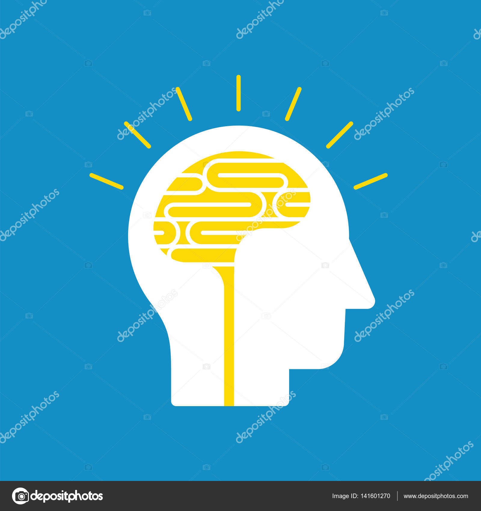 Brainstorming, creative mind, head and brain vector icon. Stock Vector ...