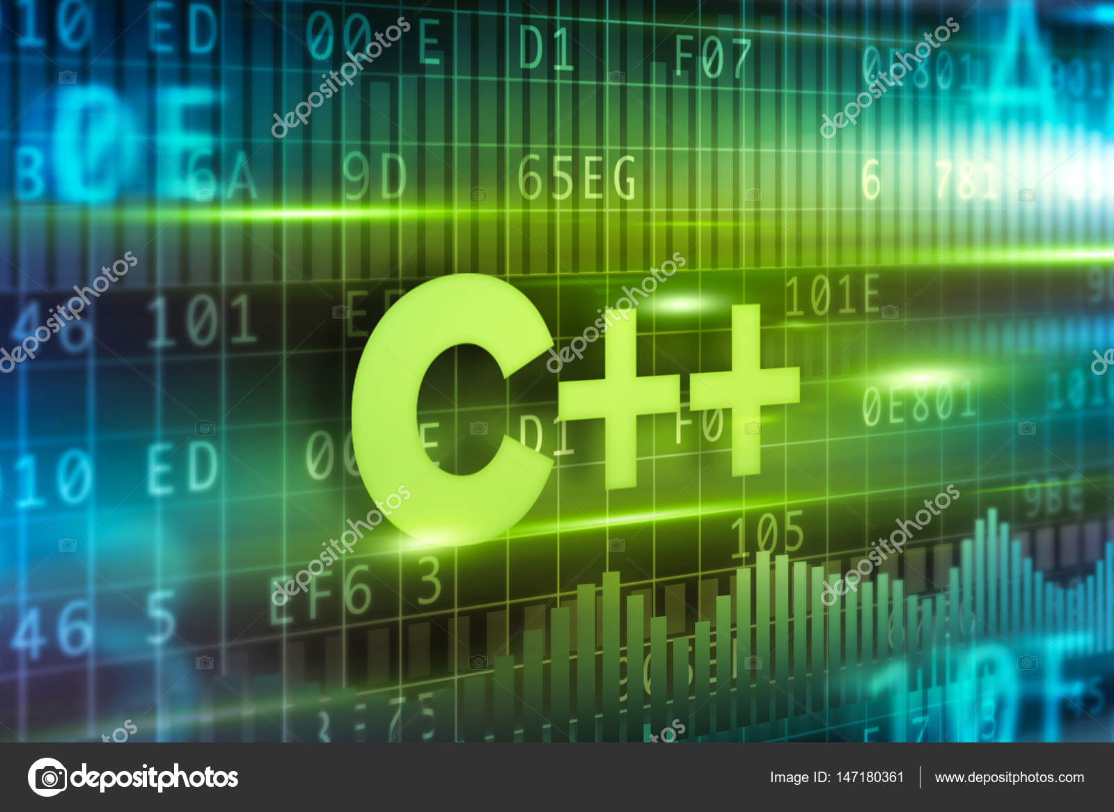 C plus plus abstract concept blue text blue background Stock Photo by ...