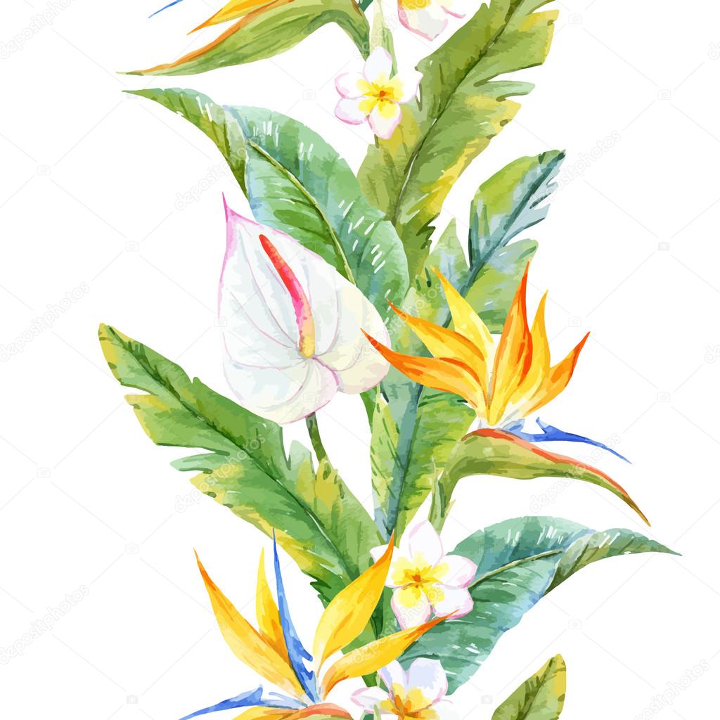 Tropical Watercolor Pattern Stock Vector By ©zeninaasya 126149492