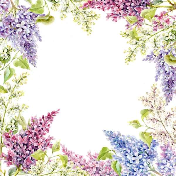 Watercolor lilac floral frame Stock Photo by ©ZeninaAsya 152929414