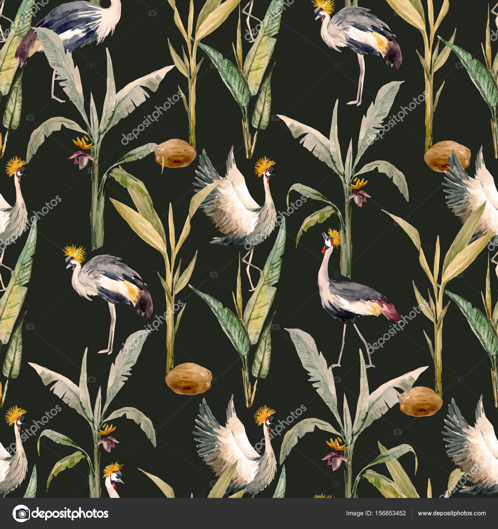 Watercolor Vector Tropical Floral Pattern Stock Illustration By