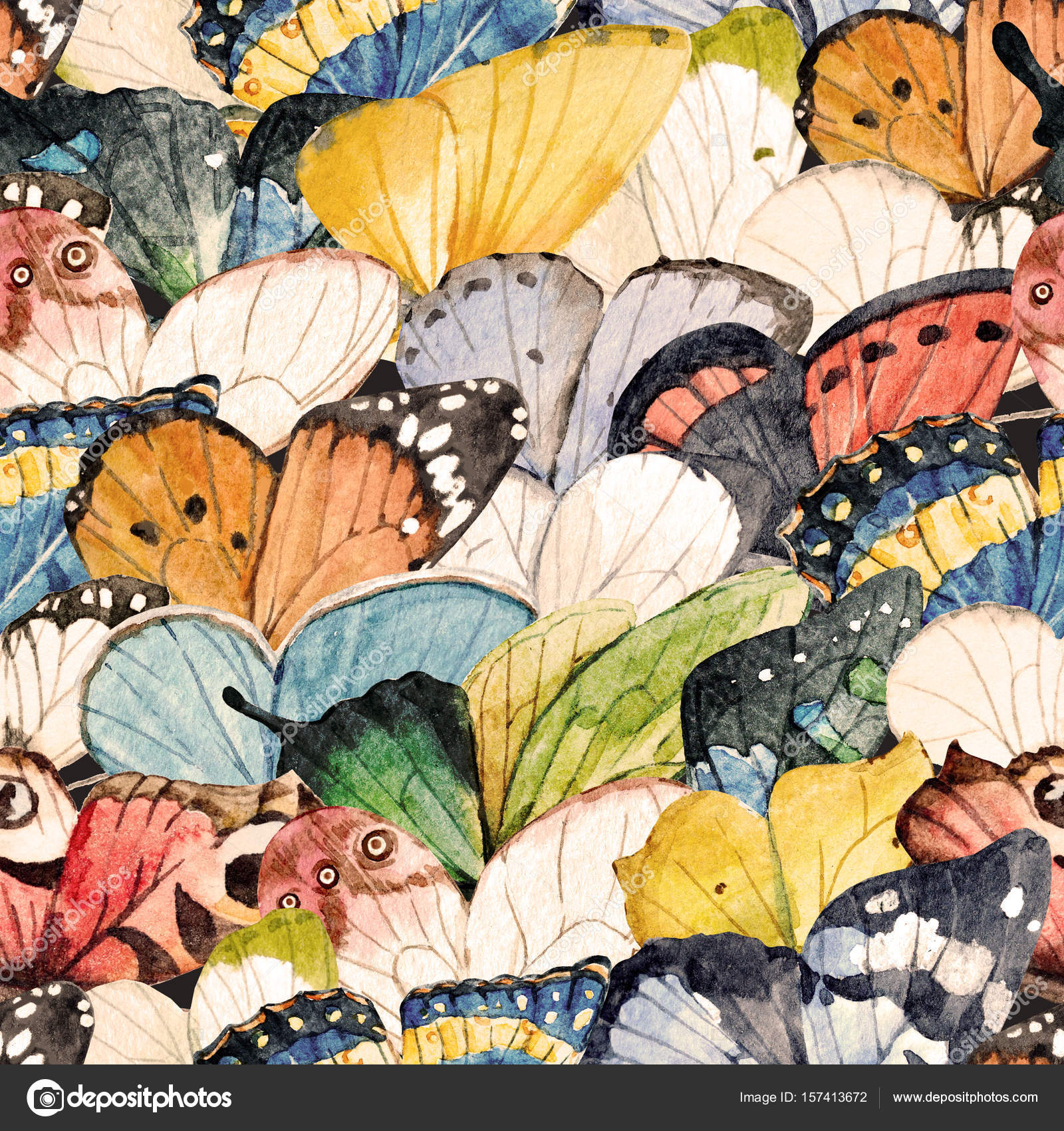 Watercolor butterfly pattern Stock Illustration by ©ZeninaAsya #157413672