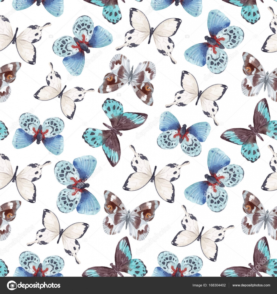 Watercolor butterfly vector pattern Stock Vector Image by ©ZeninaAsya ...