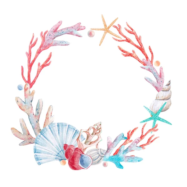 Ocean watercolor coral pattern — Stock Photo © ZeninaAsya #63272809