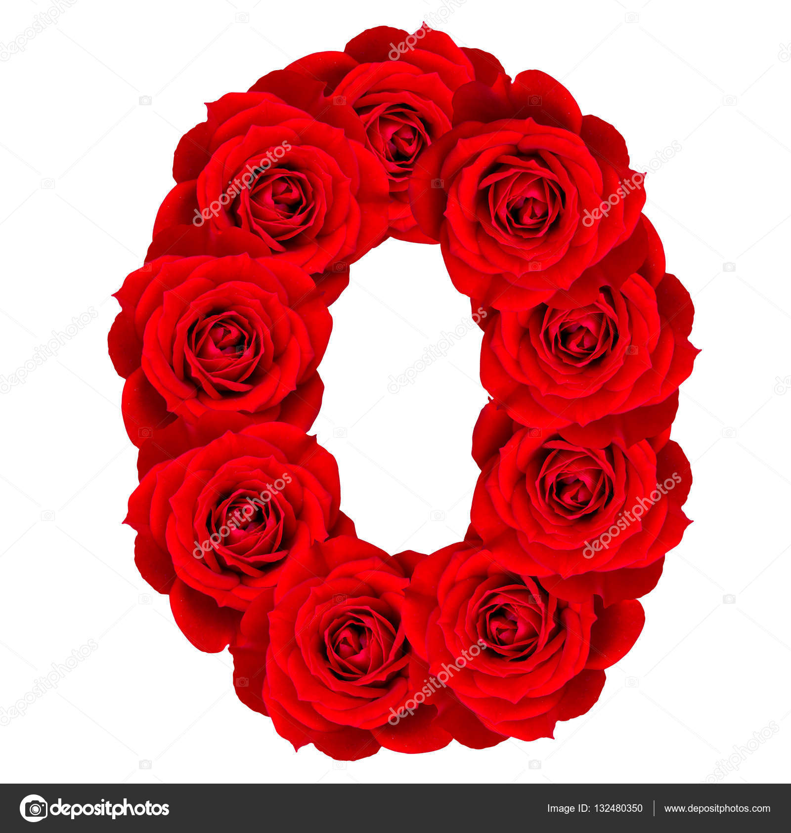 Red Roses numbers 1 made from bloom red rose isolated on white ...