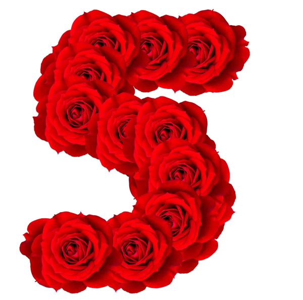 Red Roses numbers 1 made from bloom red rose isolated on white ...