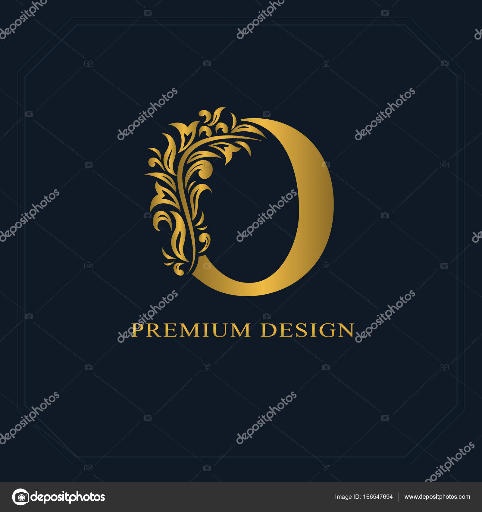 Gold Elegant letter O. Graceful style. Calligraphic beautiful logo ...