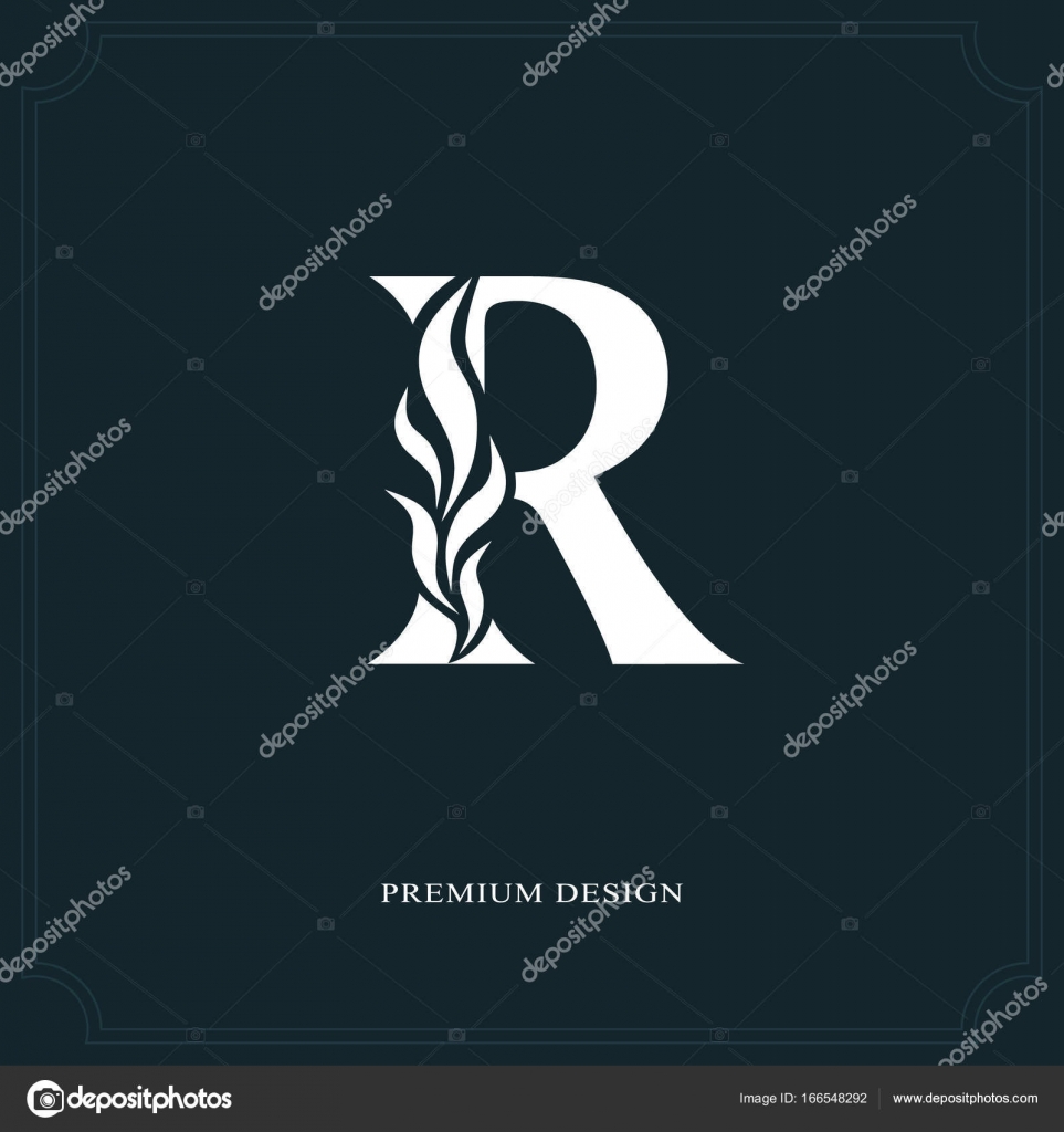 Elegant letter R. Graceful royal style. Calligraphic beautiful logo ...