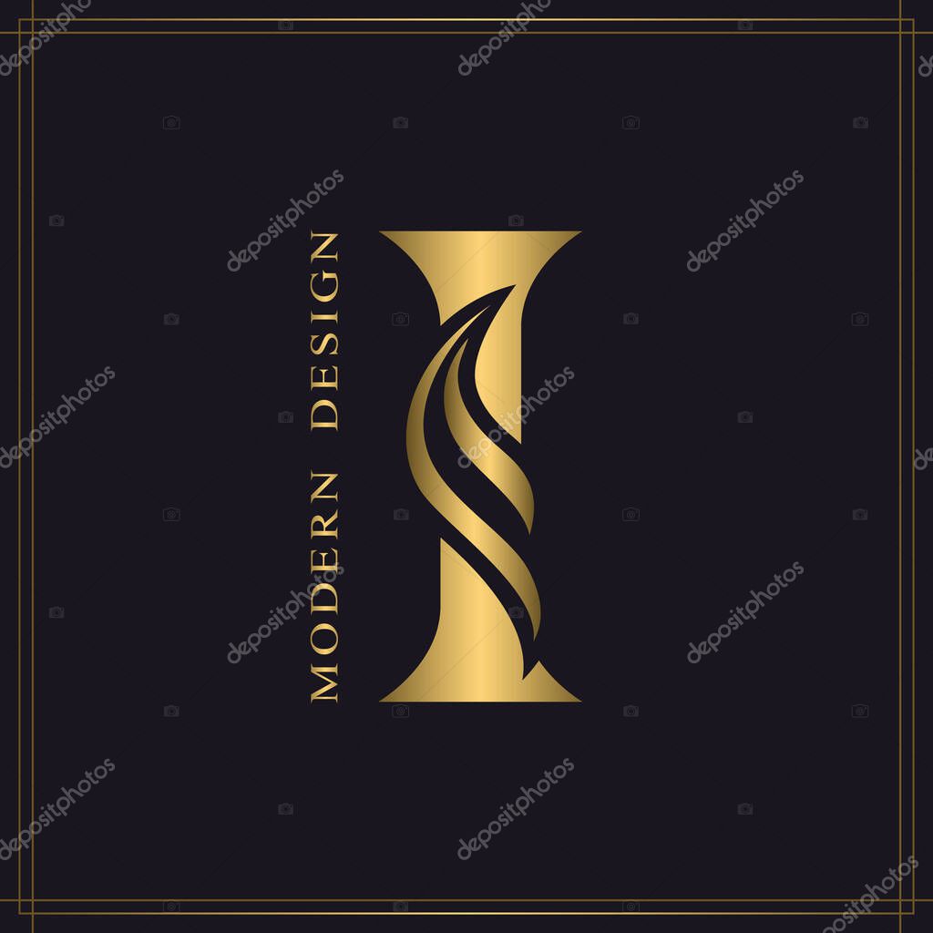 Elegante letra mayúscula I. Elegante estilo real. Caligrafía hermosa ...