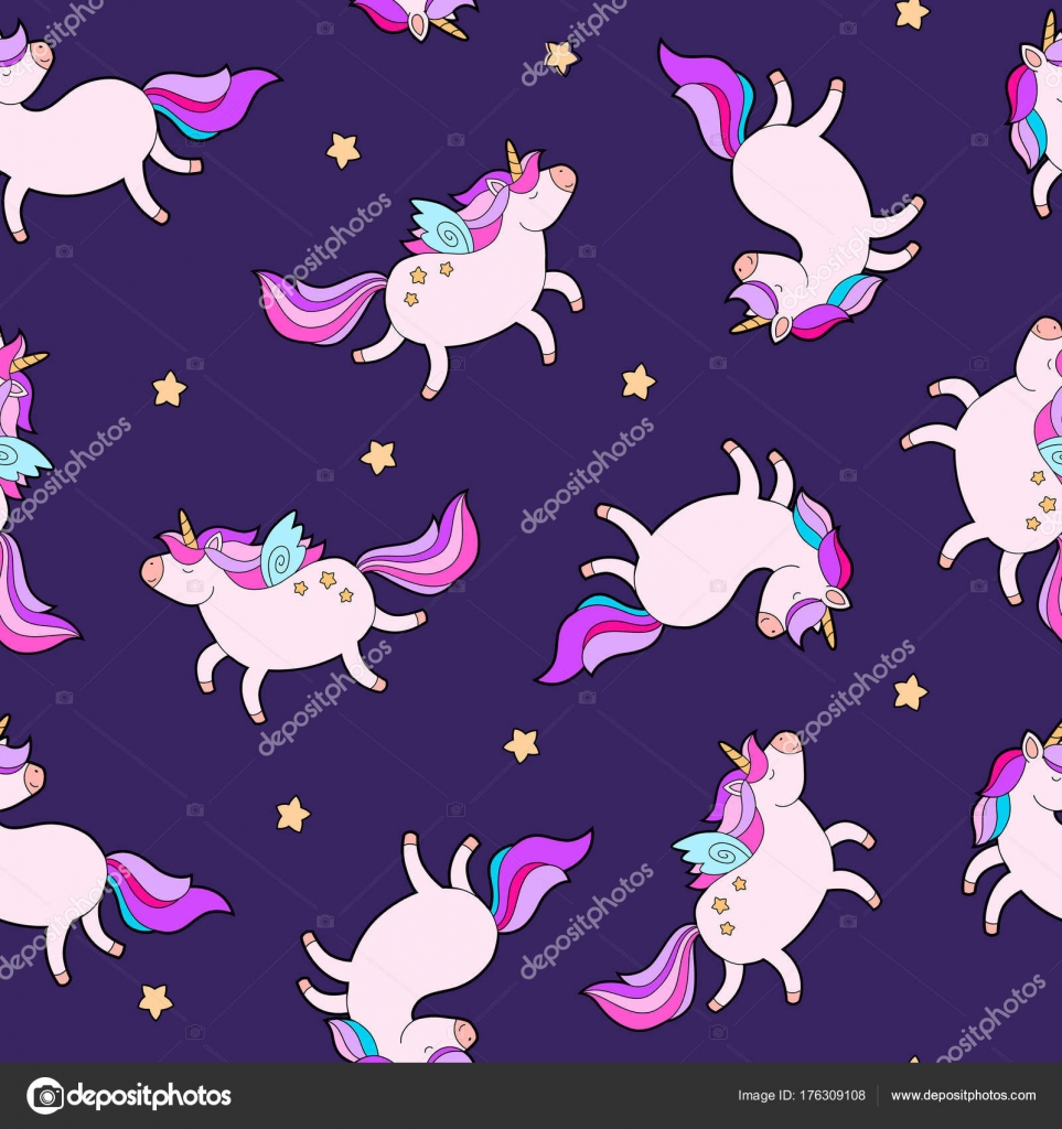 Cute Fat Unicorn Cartoon