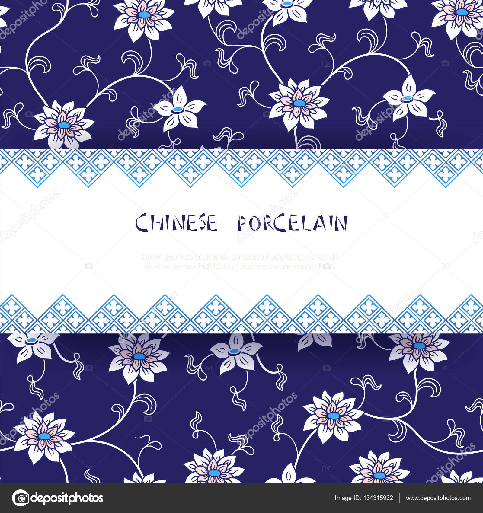 Greeting card template with floral chinese porcelain pattern on Stock ...