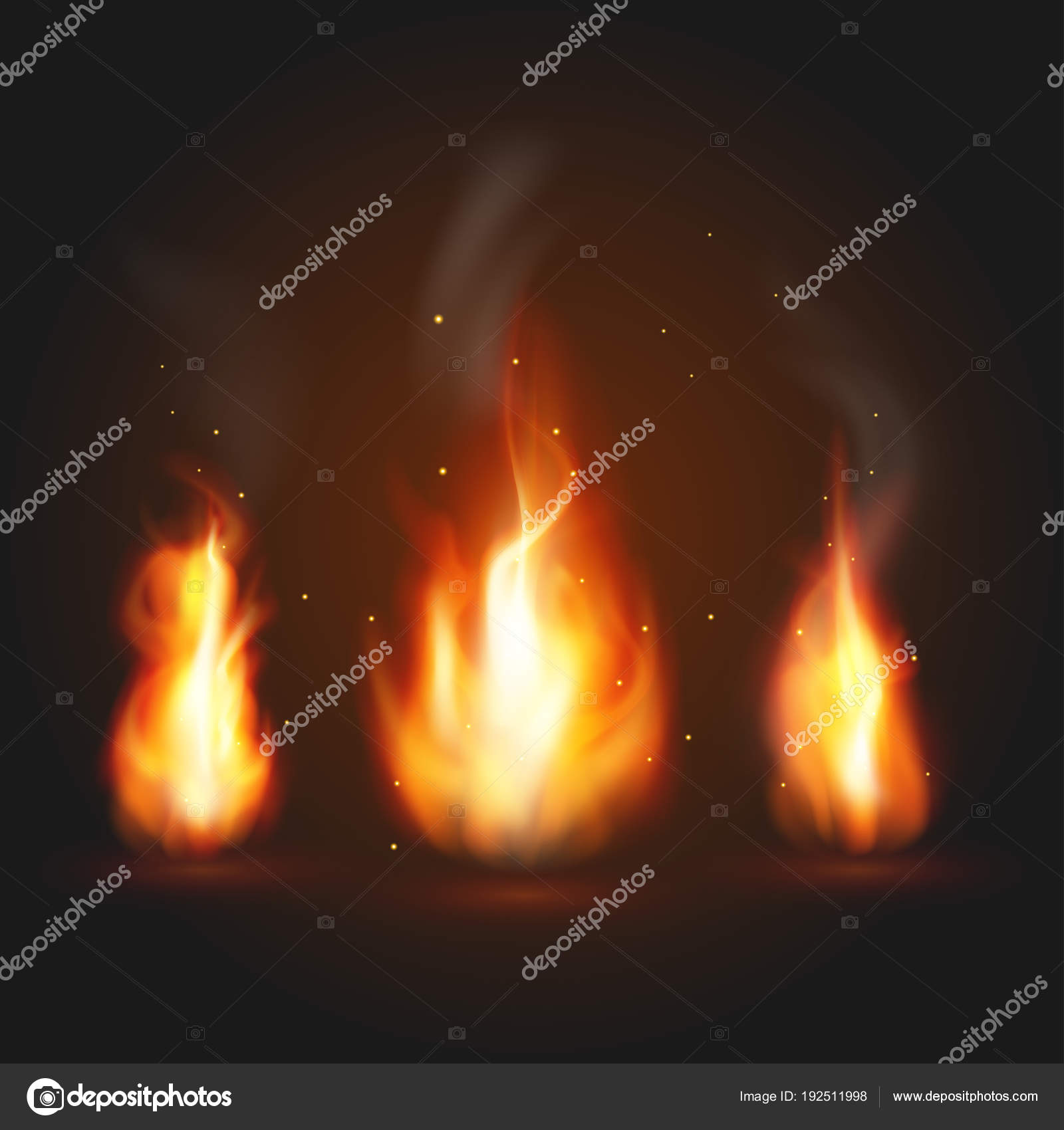 Conjunto de tres ilustración fuego . Vector de stock #192511998 de ©Yorri