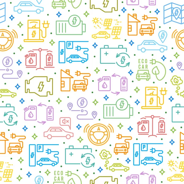 Electric Car Outline Seamless Pattern Electro Vehicle Ecologic ...