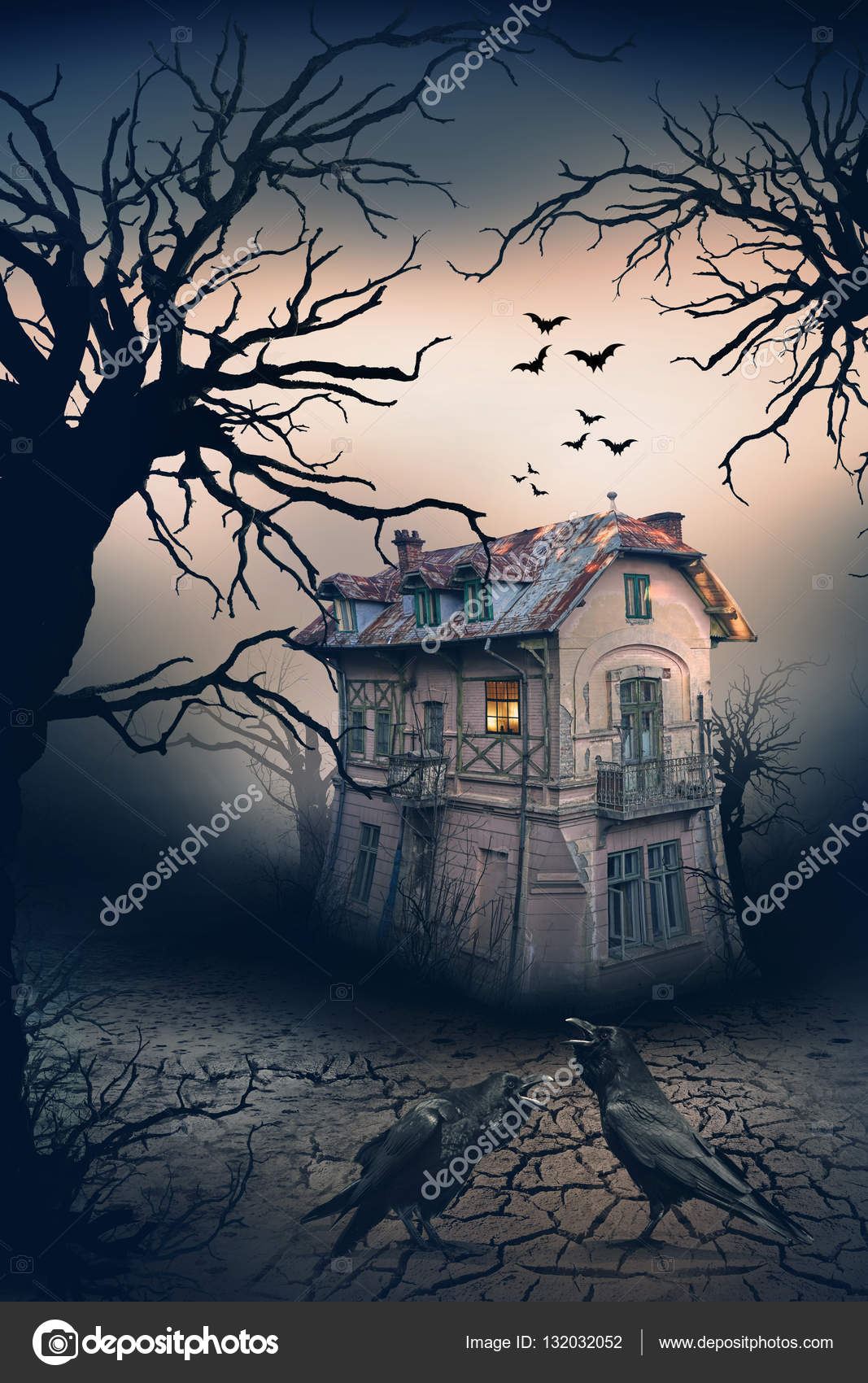 Haunted House with Crows and Horror Scene. Stock Photo by ©twindesigner ...