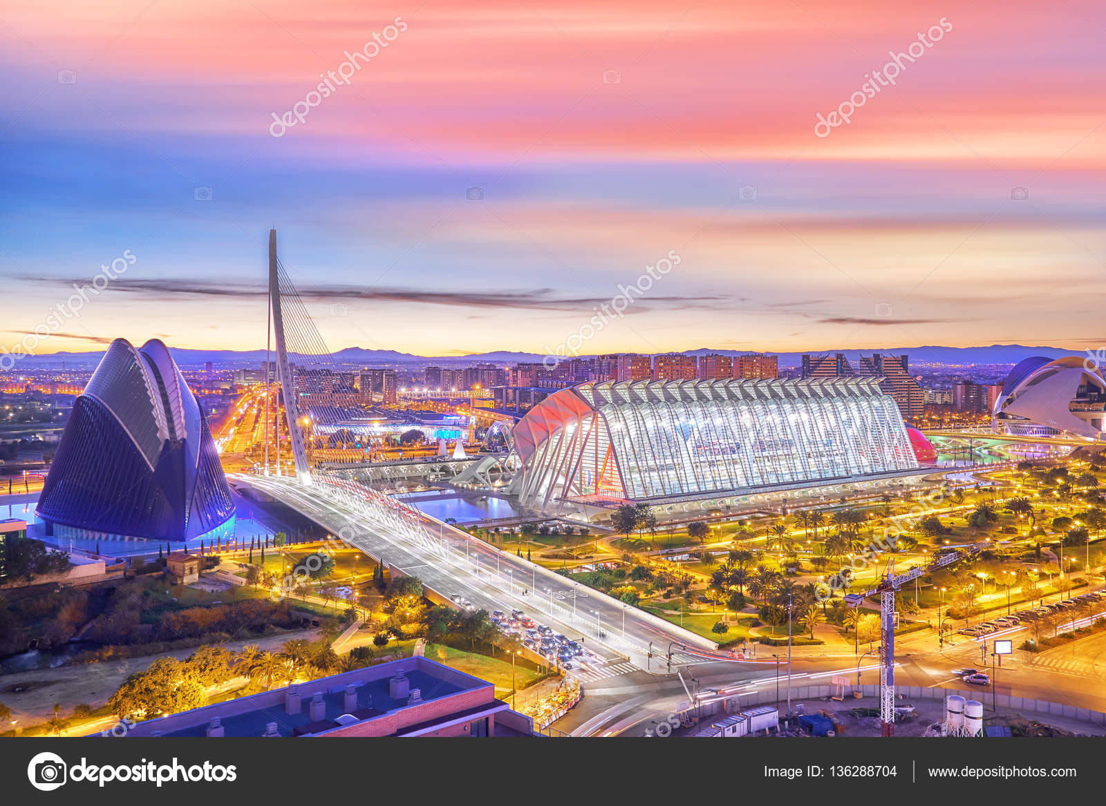 Valencia Vista aérea al atardecer — Foto editorial de stock #136288704 ...