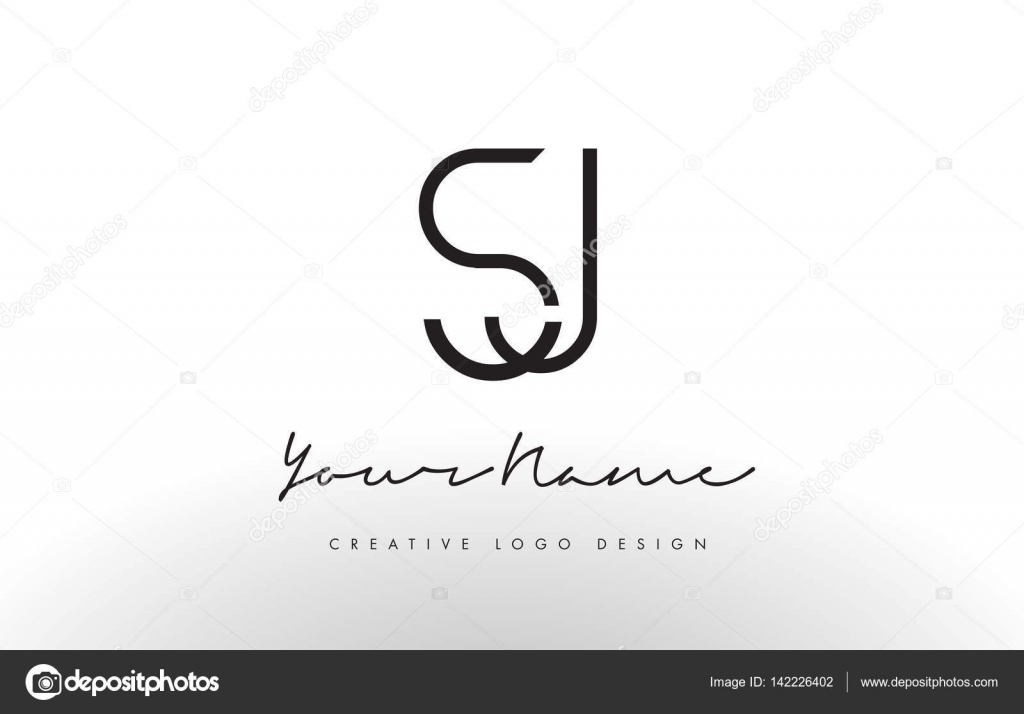 SJ Letters Logo Design Slim. Creative Simple Black Letter Concept ...
