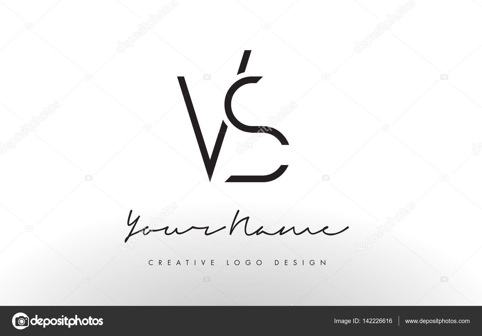 VS Letters Logo Design Slim. Creative Simple Black Letter Concept ...