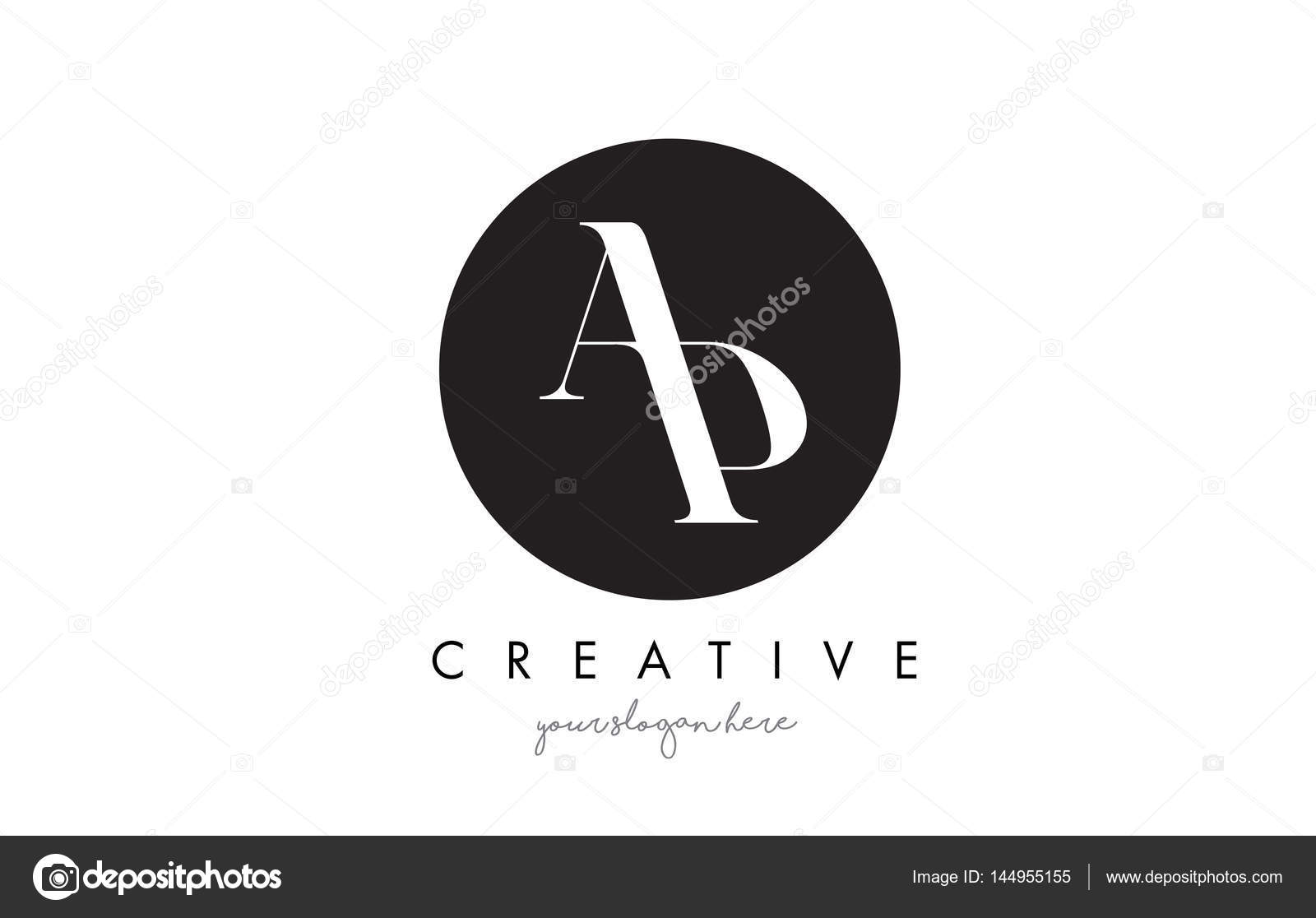 AP Letter Logo Design with Black Circle and Serif Font. Stock Vector ...