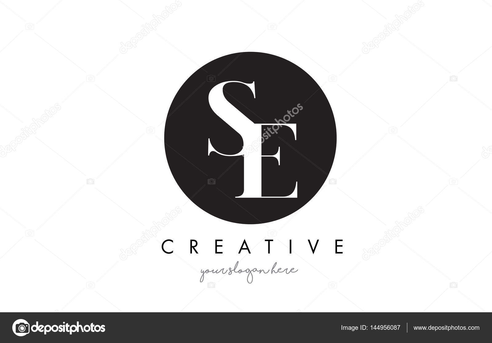 SE Letter Logo Design with Black Circle and Serif Font. Stock Vector ...