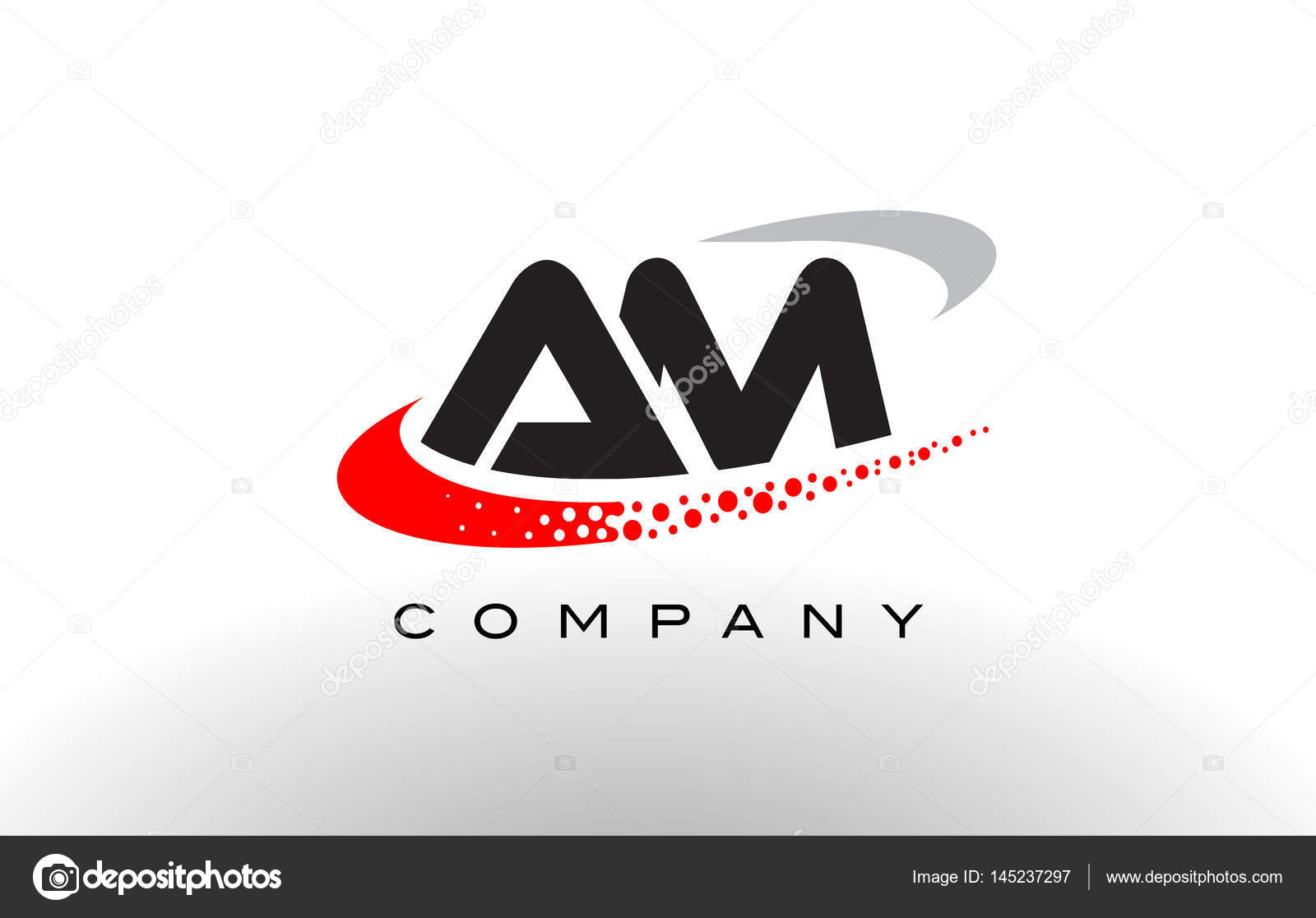 AM Modern Letter Logo Design with Red Dotted Swoosh Stock Vector by ...