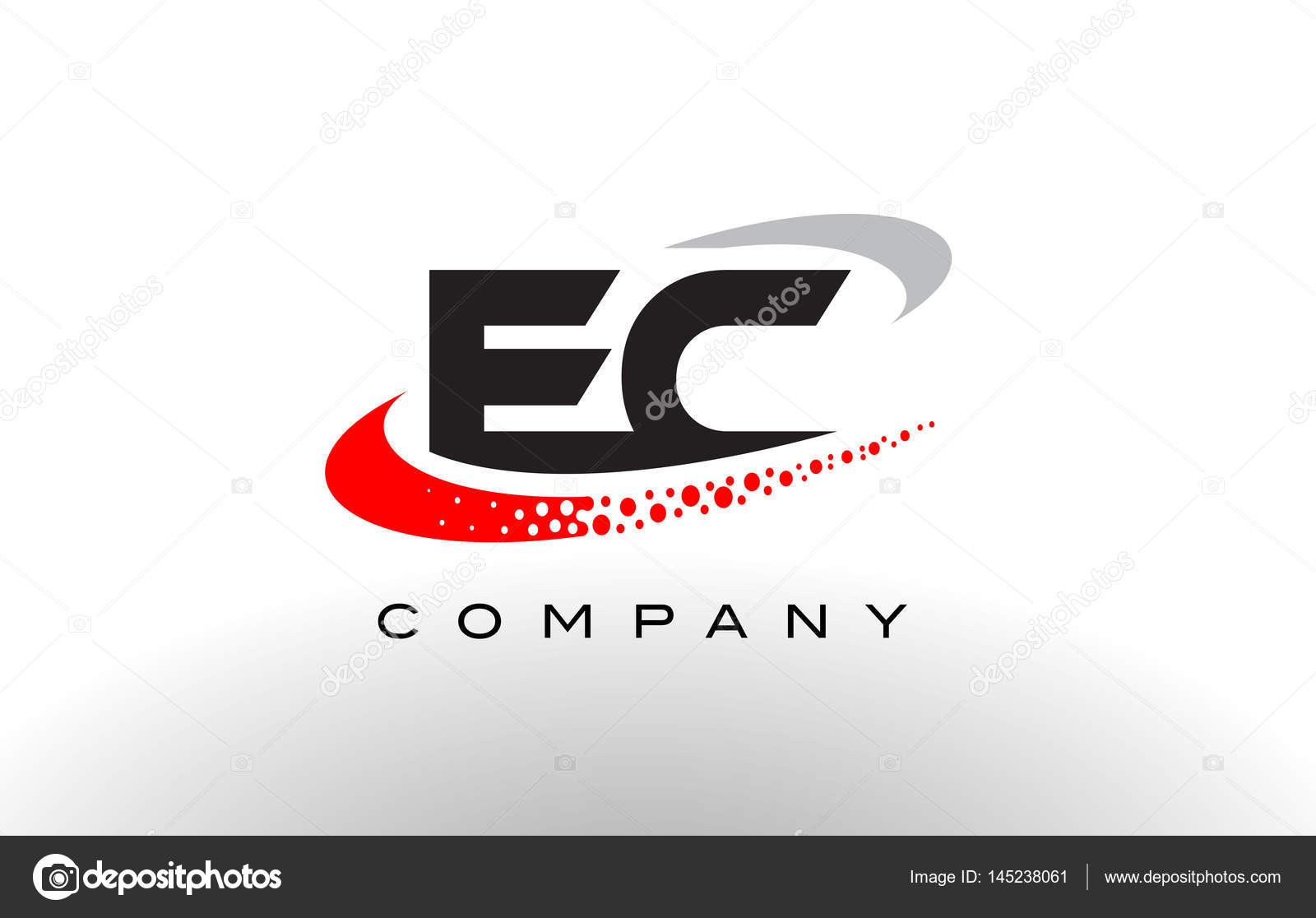 Ec Modern Letter Logo Design With Red Dotted Swoosh Stock Vector Image By ©twindesigner 145238061