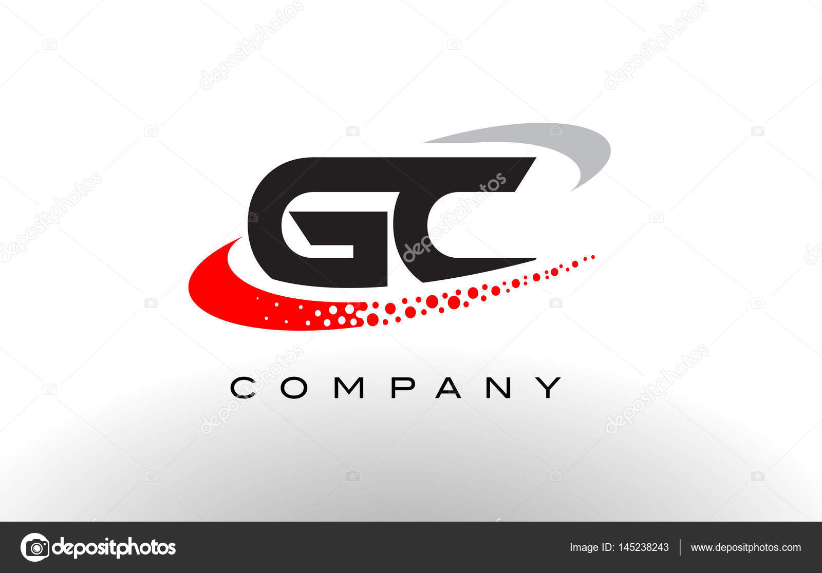 GC Modern Letter Logo Design with Red Dotted Swoosh Stock Vector by ...