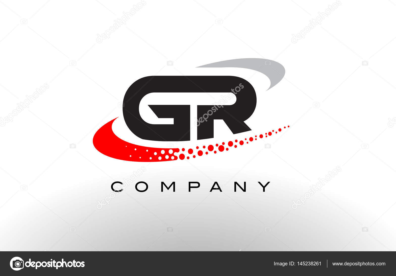 GR Modern Letter Logo Design with Red Dotted Swoosh Stock Vector by ...
