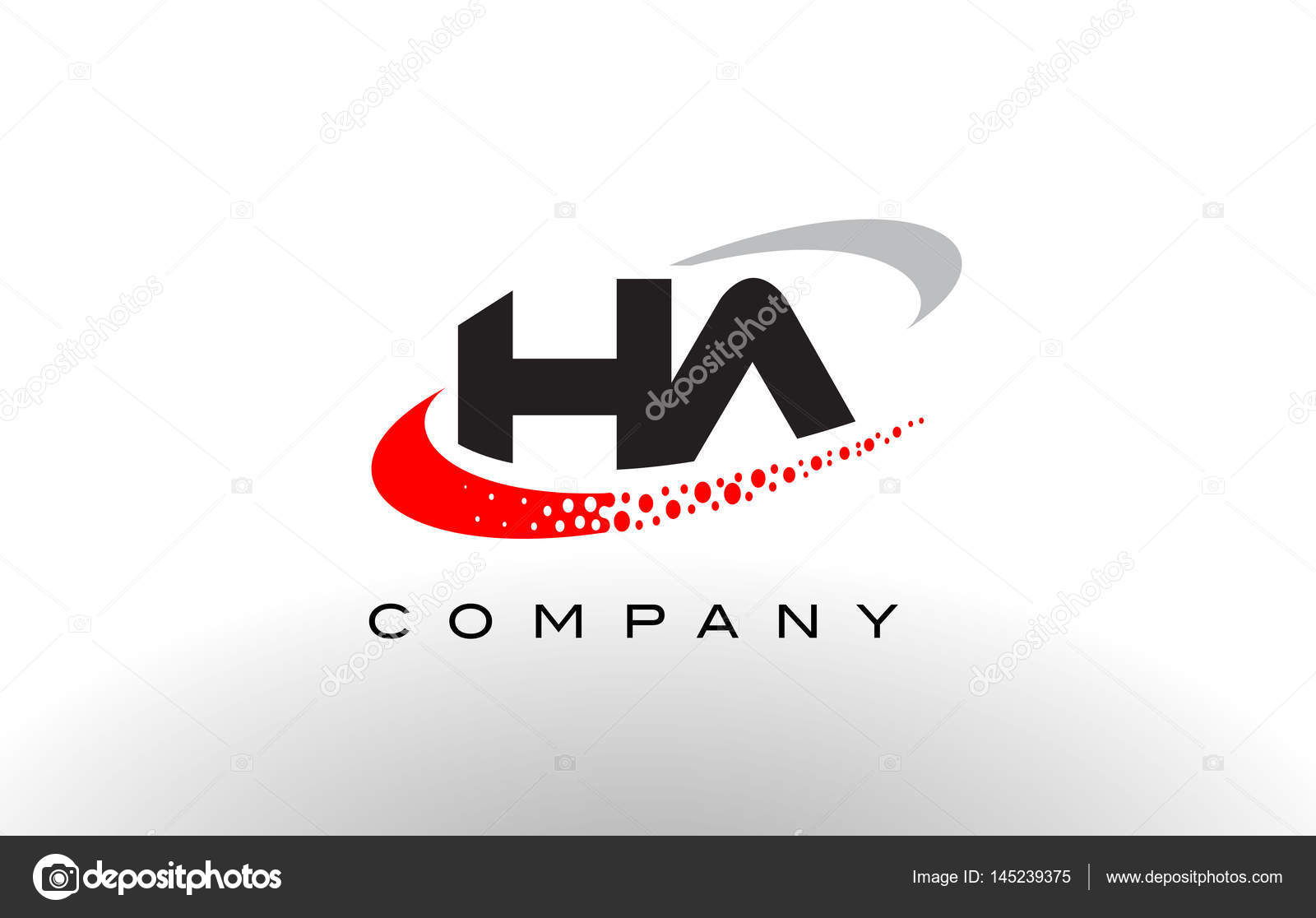 HA Modern Letter Logo Design with Red Dotted Swoosh Stock Vector by ...