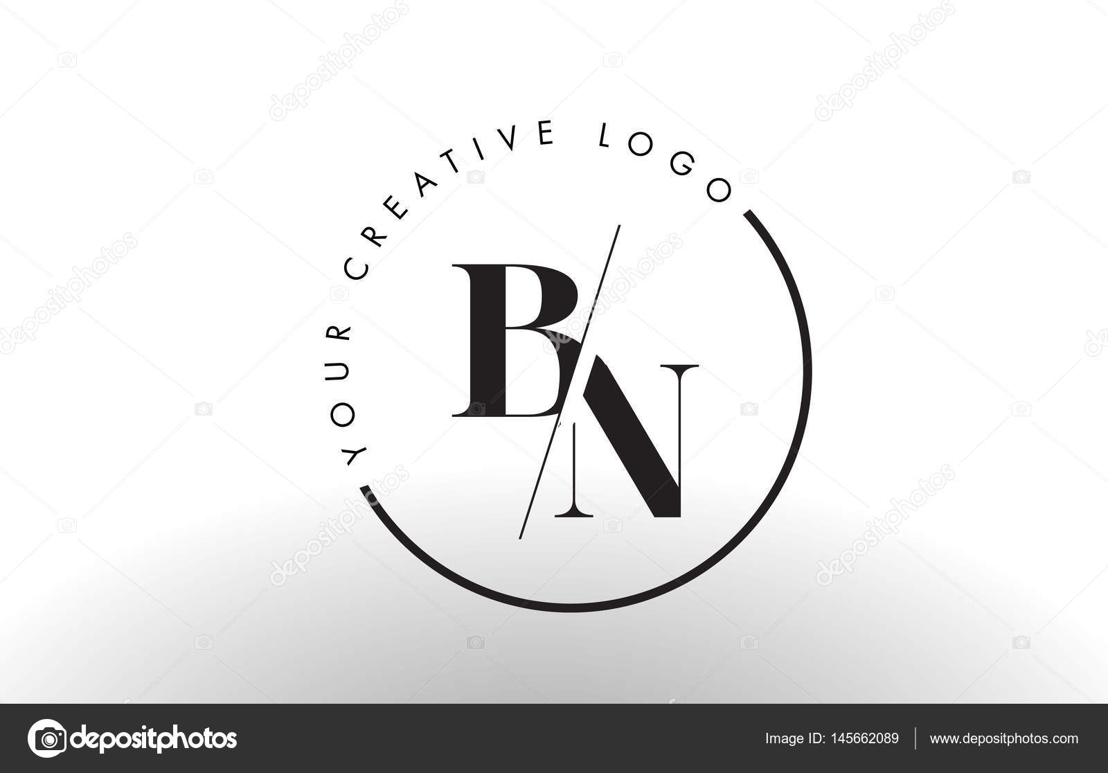 BN Serif Letter Logo Design with Creative Intersected Cut. Stock Vector ...