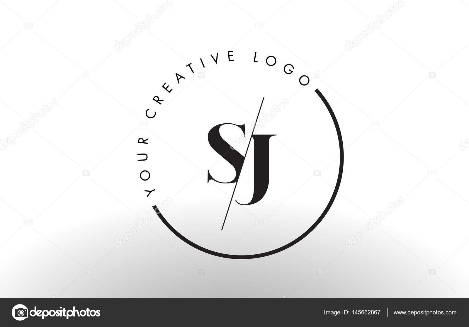 SJ Serif Letter Logo Design with Creative Intersected Cut. Stock Vector ...